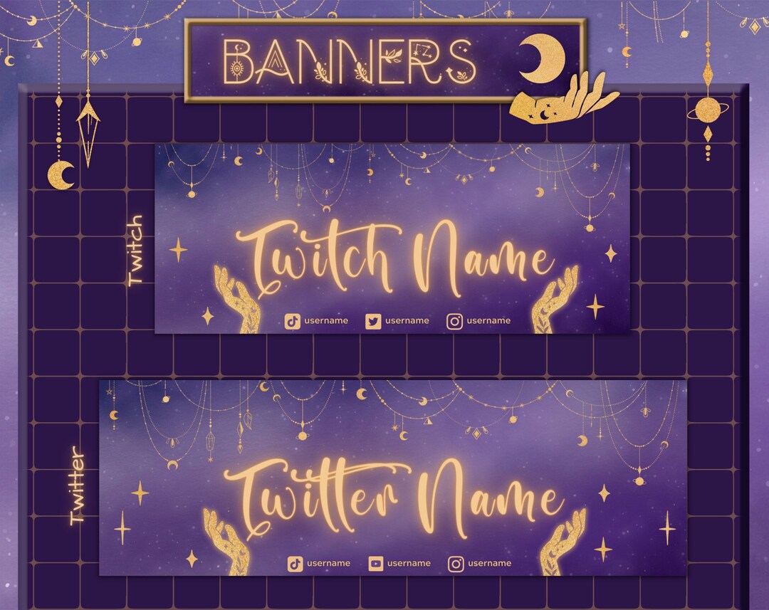 Celestial Twitter and Twitch Banner. Personalized Stream Banner With ...