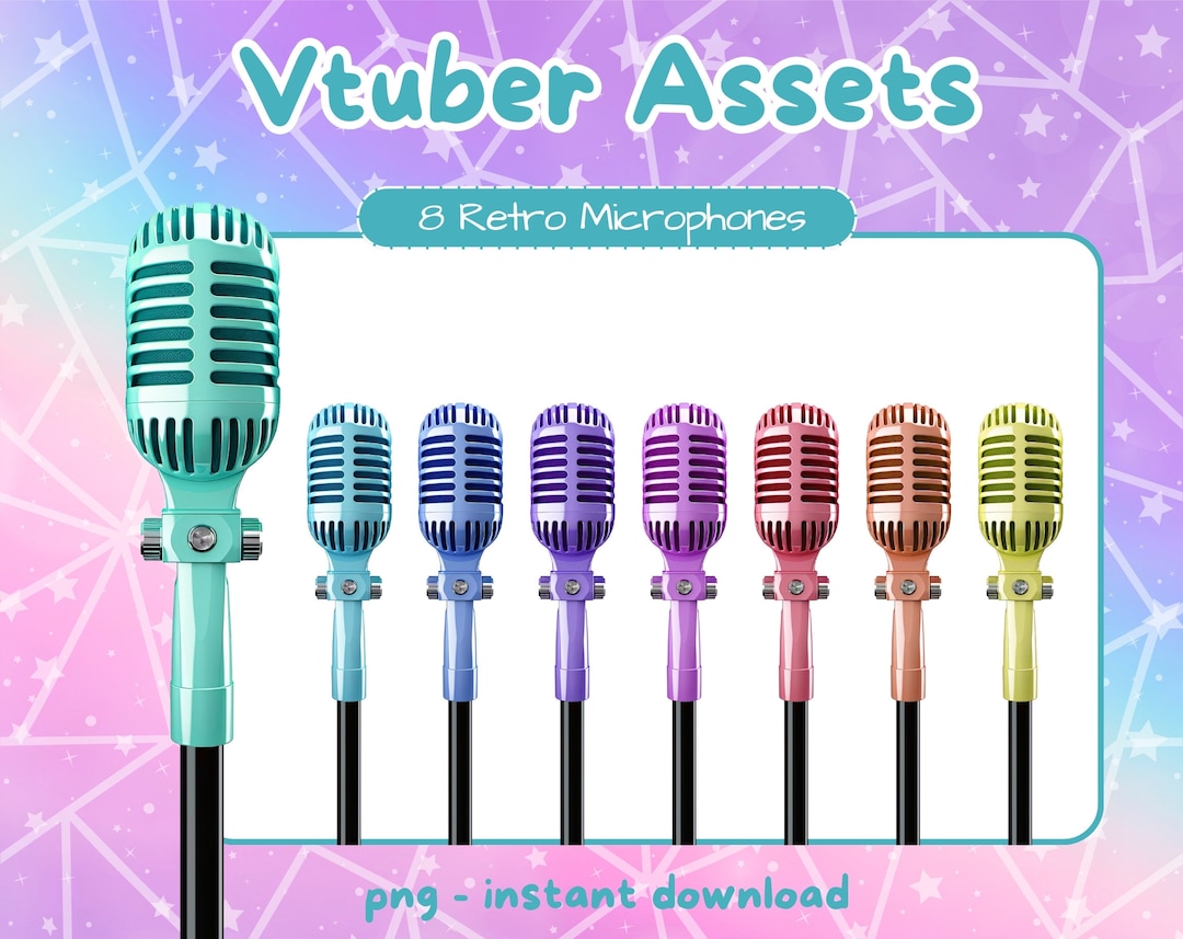 Vtuber Retro Microphones. Pngtuber Cute Asset, Vintage Mic for Twitch ...