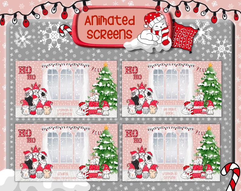 Christmas Twitch Overlay Cat | Twitch Cat Layout | Christmas Stream ...