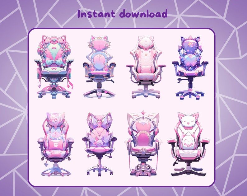 Purple Vtuber Gaming Chair. Pngtuber Asset, Cute Cat Pink Chair for ...