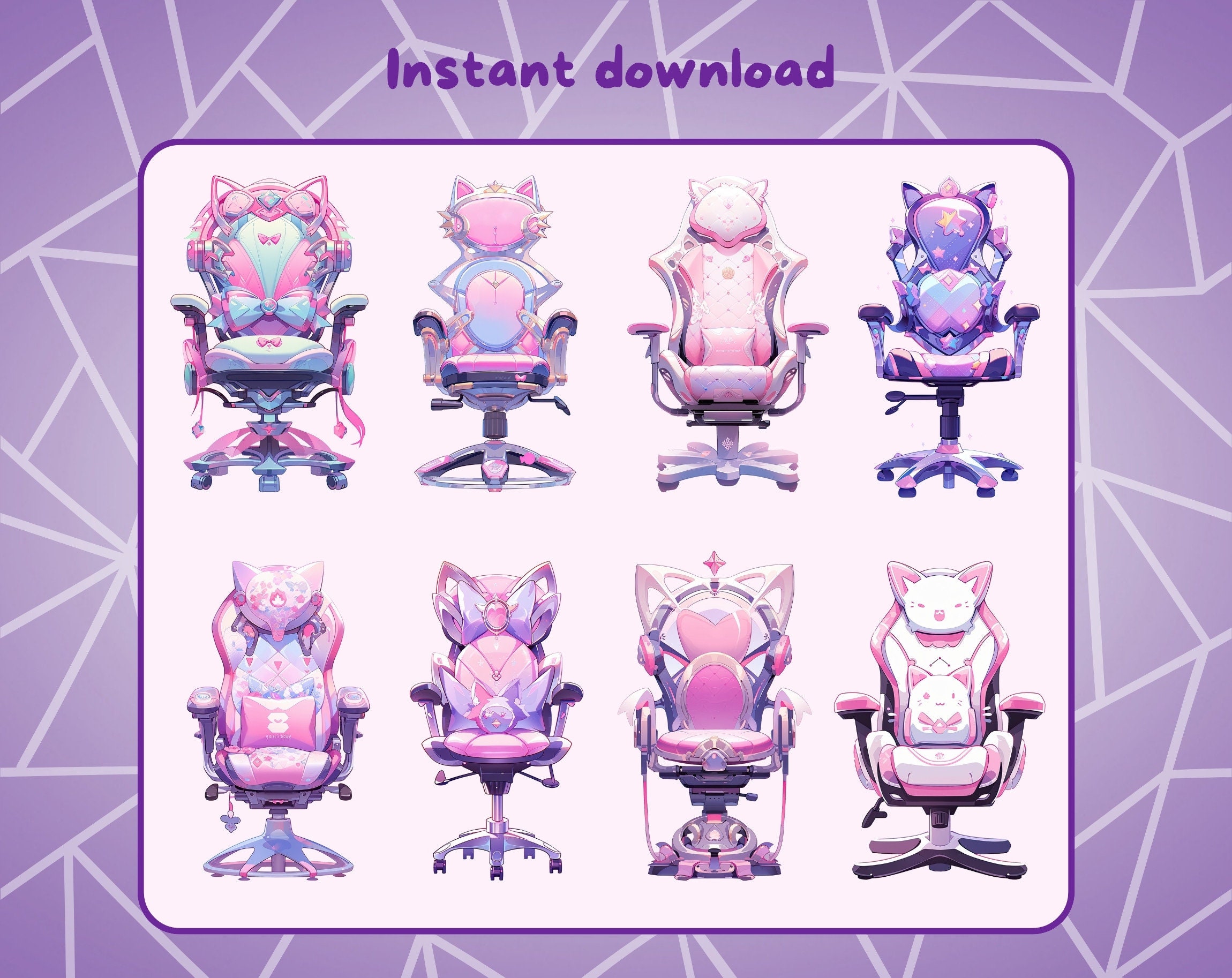 Purple Vtuber Gaming Chair. Pngtuber Asset Cute Cat Pink - Etsy UK
