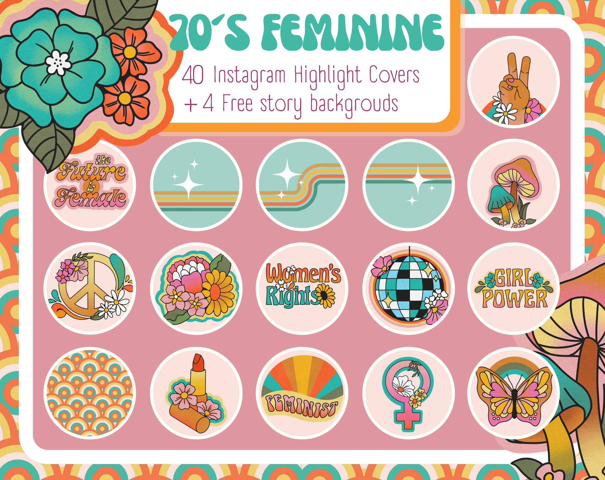 70s Highlight Icon. Retro Instagram Highlight Covers. Groovy - Etsy