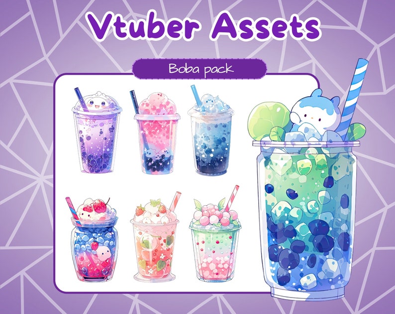 Vtuber Boba Pack. Pngtuber Drink Asset for Twitch Streamers. - Etsy