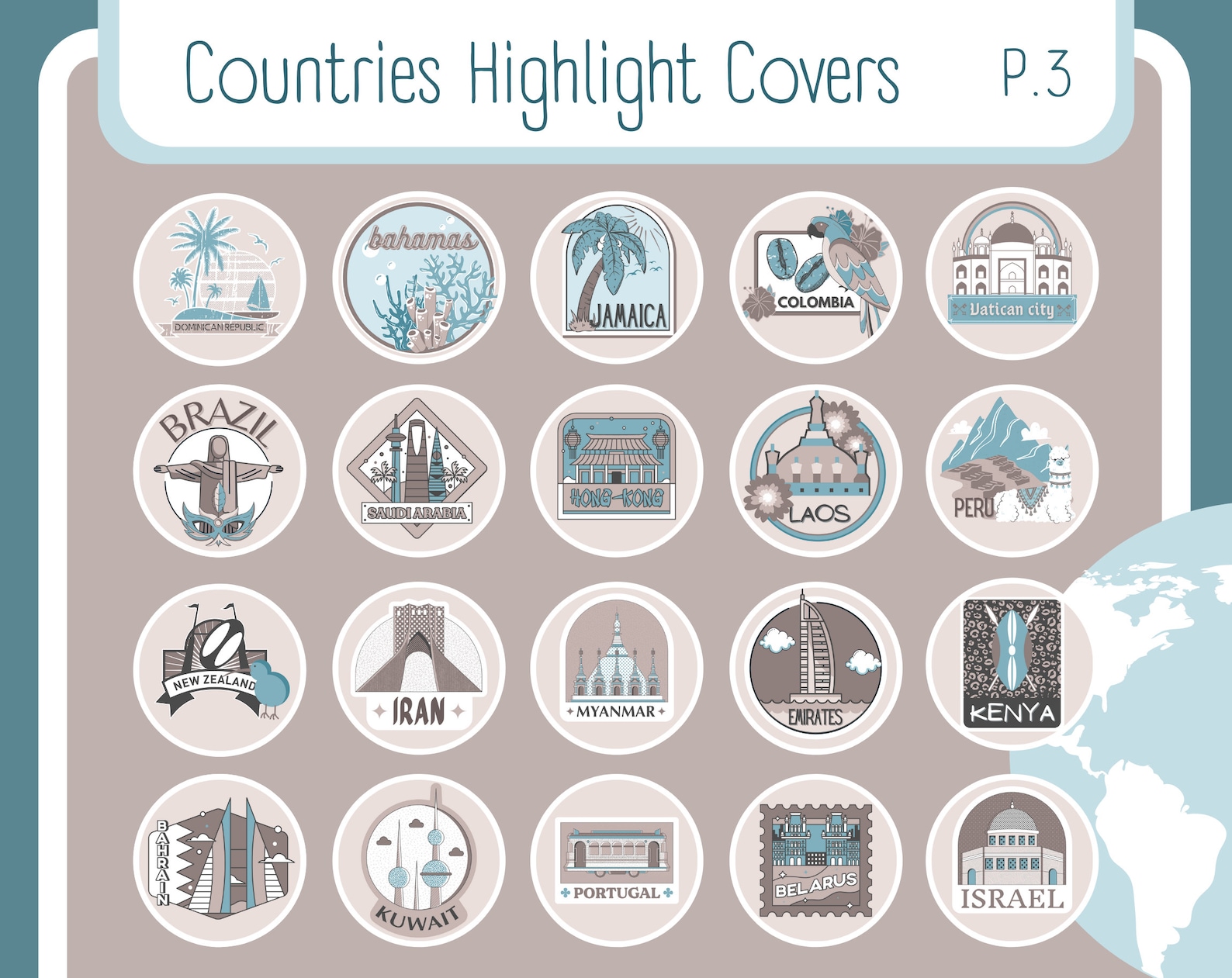 Instagram Highlight Covers Countries | Travel Highlight Covers ...