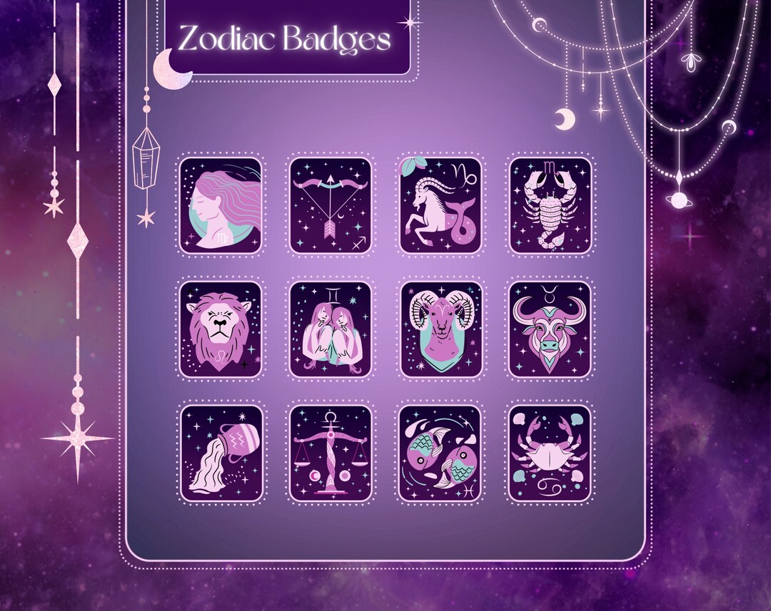 Zodiac Twitch Sub Badges. Astrology Bit Badges. Horoscope Tier Badges ...