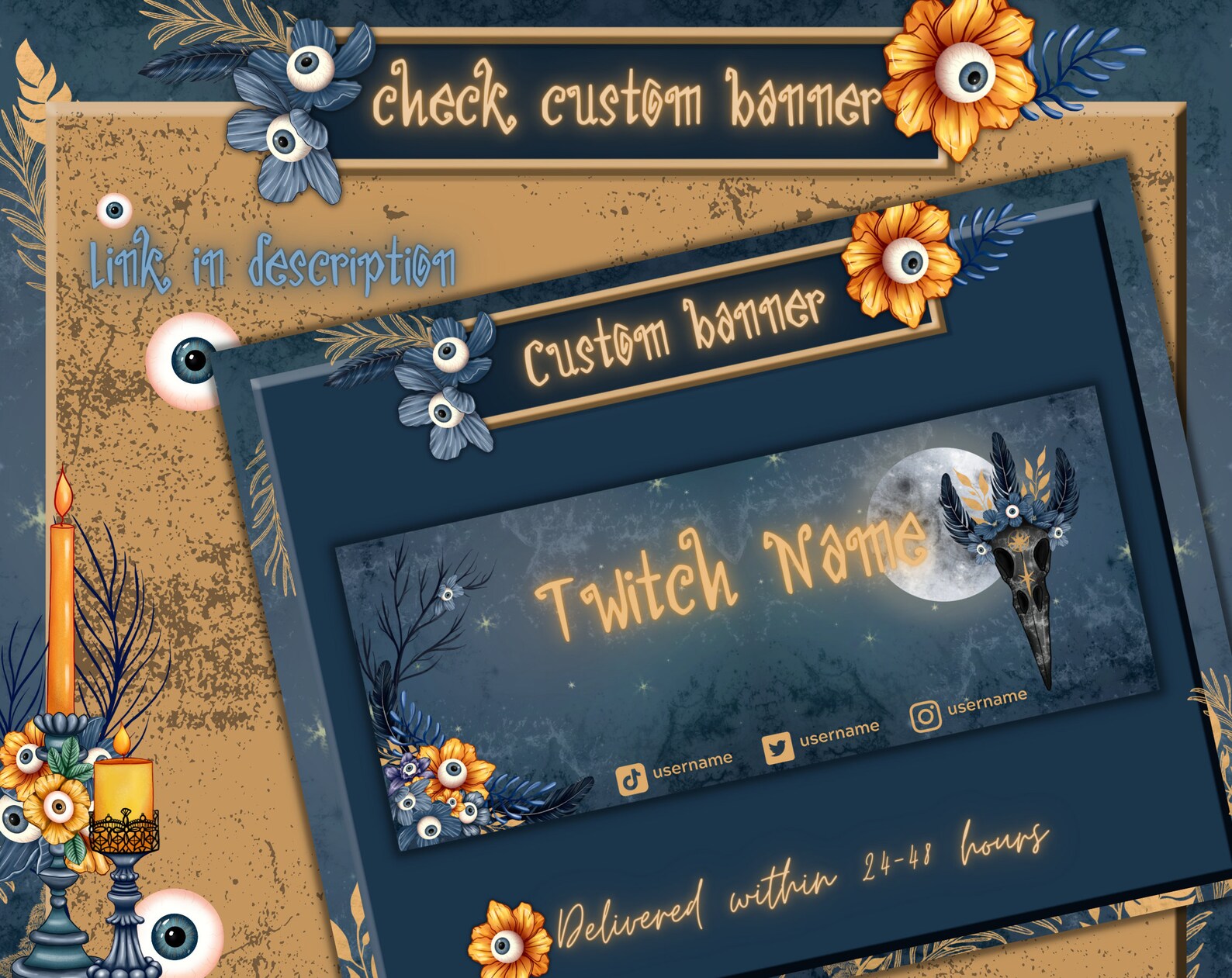 Spooky Twitch Overlay Package Creepy Stream Package Twitch - Etsy