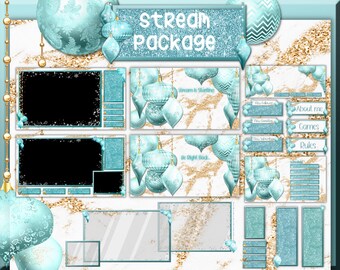Twitch Overlay Aqua - Etsy
