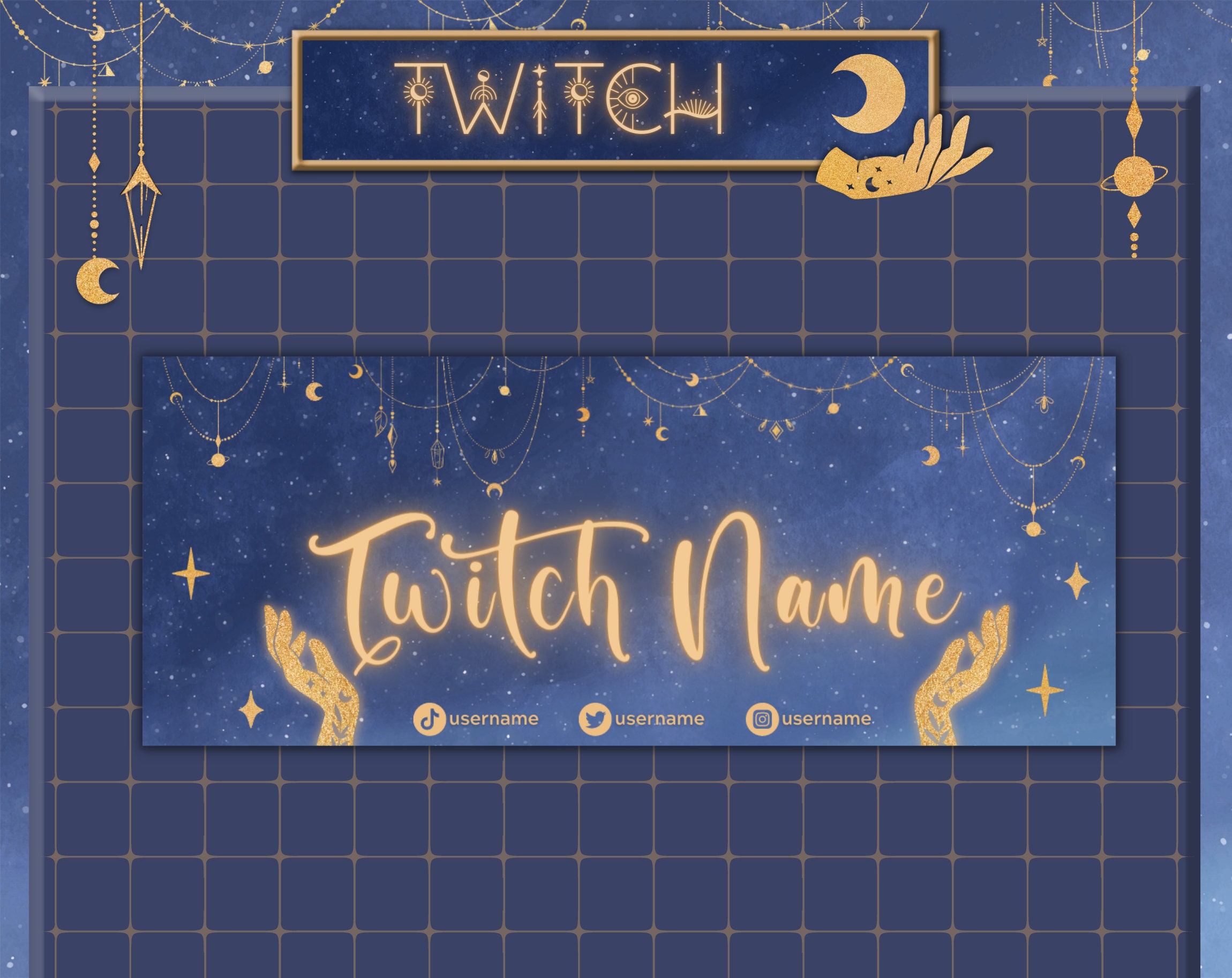 Celestial Twitch, Twitter and Youtube Banner. Personalized Stream ...