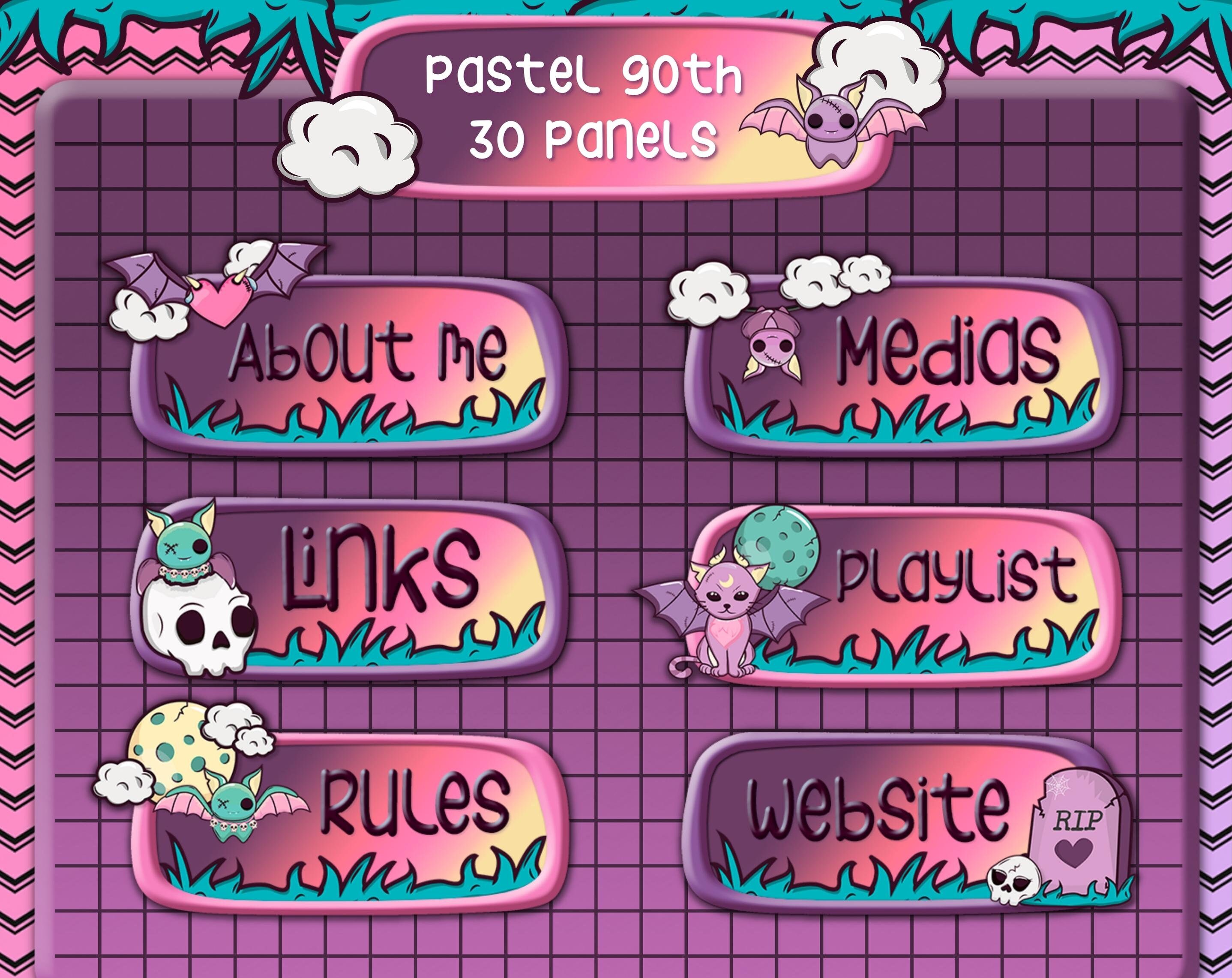 Goth Twitch Panels. Pastel Goth Stream Panels Widgets - Etsy