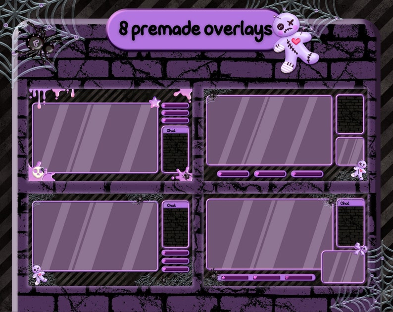 Goth Twitch Overlay Package. Purple Spooky Stream Overlay - Etsy