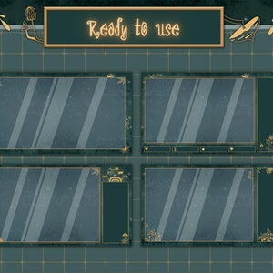 Green Emerald Mushrooms Twitch Overlay Package, Gold Mystic Stream ...