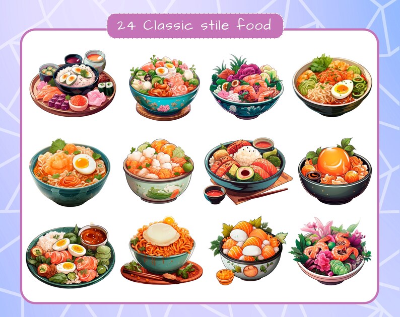 Vtuber Asian Food Pack. Food Bundle: Sushi, Ramen and Noodles. 70 Png ...