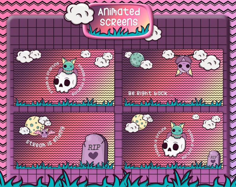 Pastel Goth Starting Soon Screen. Stream Animated Screens. - Etsy