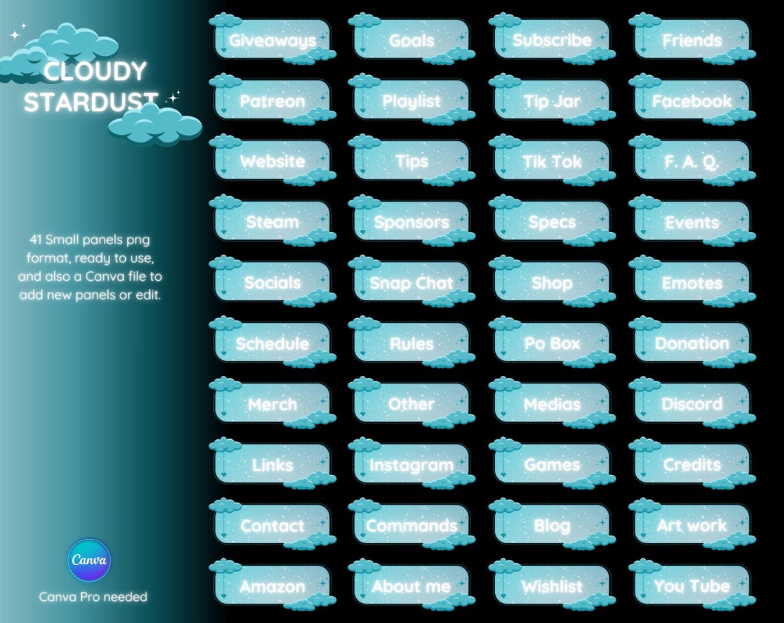 Cloud Stream Panels, Vtuber Twitch Panels, Cute Twitch Panels, Twitch ...