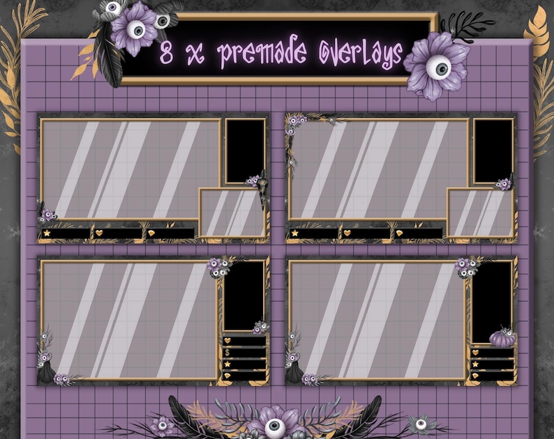 Purple Goth Twitch Overlay Pack Gothic Stream Package. - Etsy