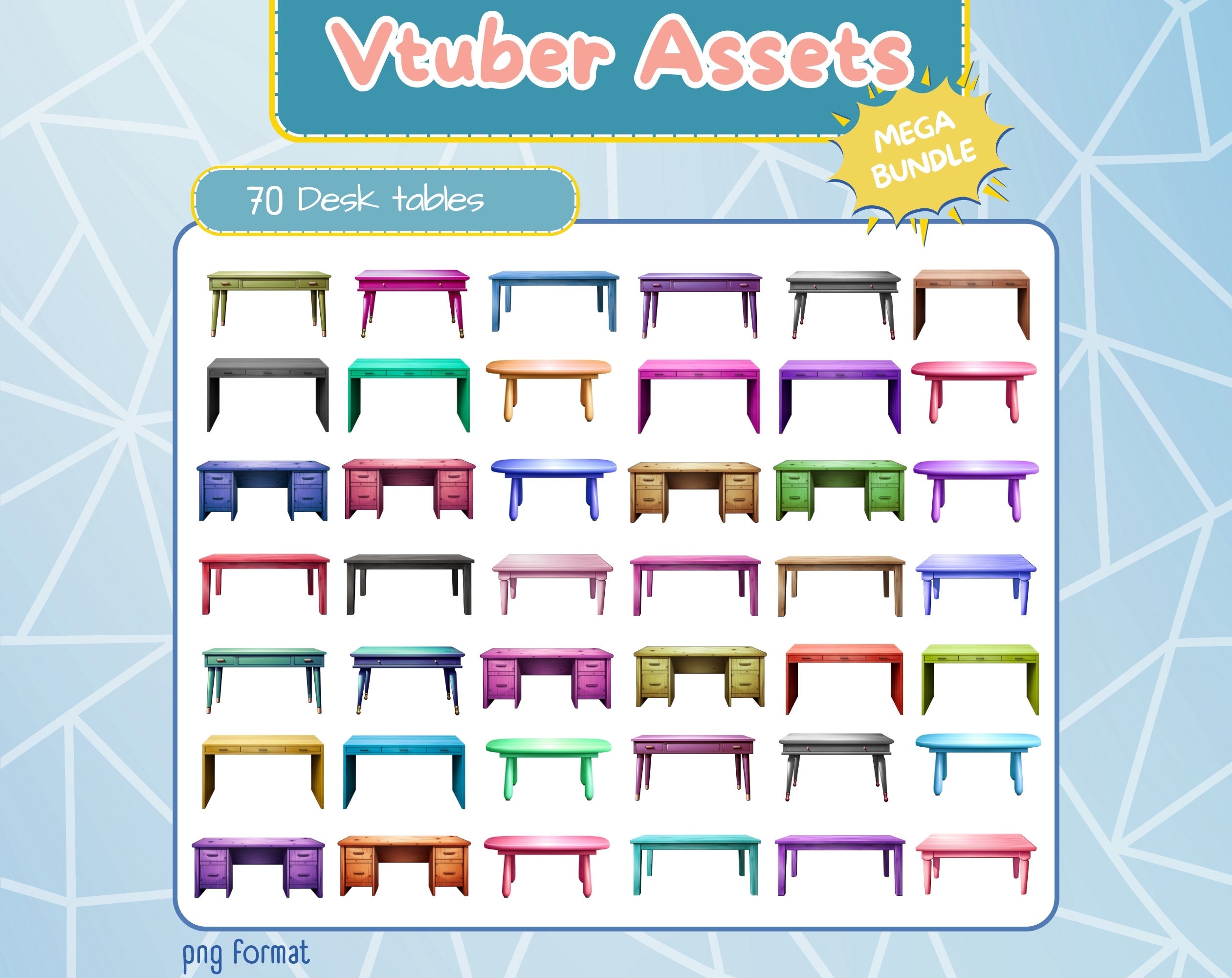 70 Vtuber Desk Tables. Twitch Vtuber Assets. Png Tables. Streaming Desk ...
