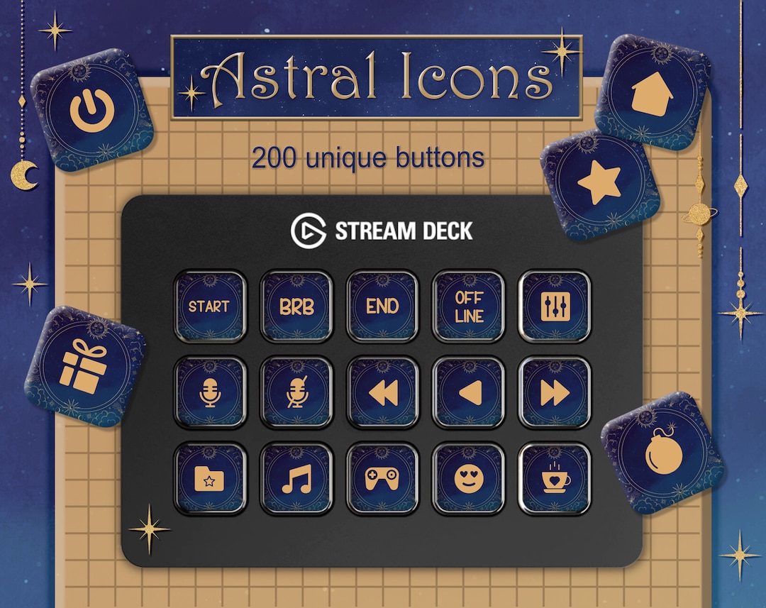 Blue Celestial Stream Deck Icons Set + Screensavers. 200 Celestial Icon ...