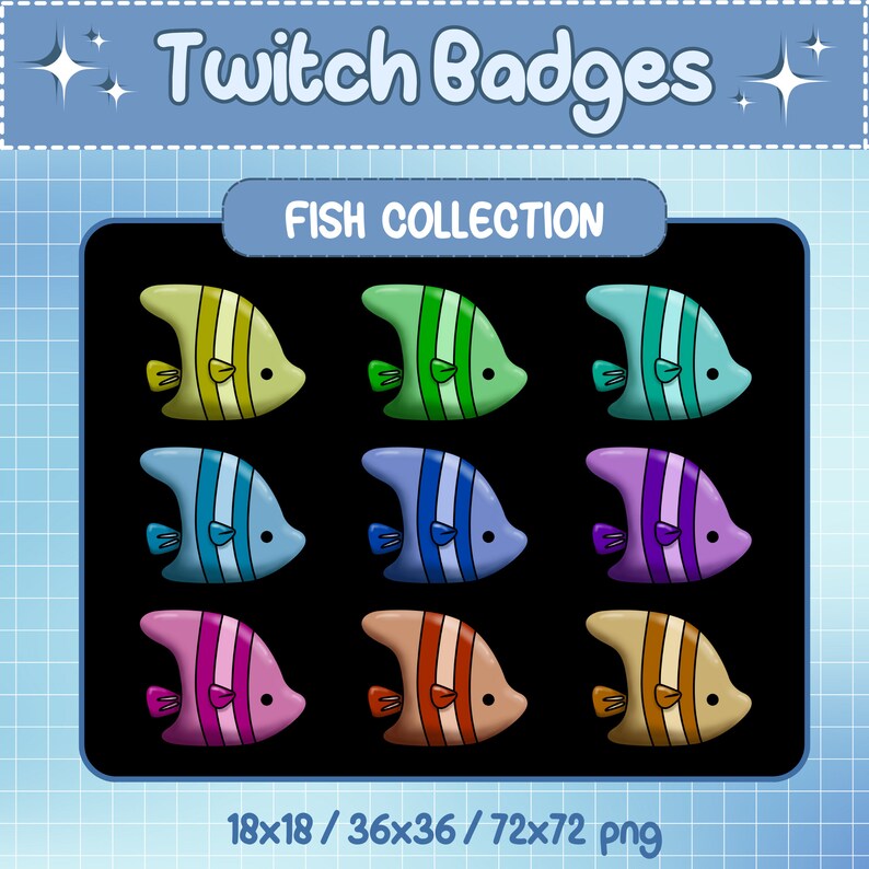 Fish Twitch Sub Badges. Sea Bit Badges. Ocean Emote - Etsy