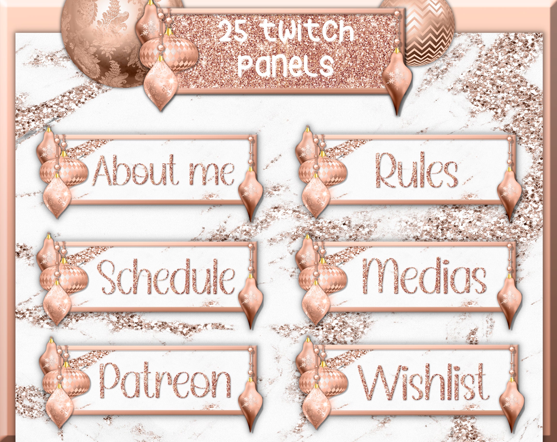 Fancy Twitch Overlay Pack. Rose Gold Stream Overlay. Sparkle - Etsy