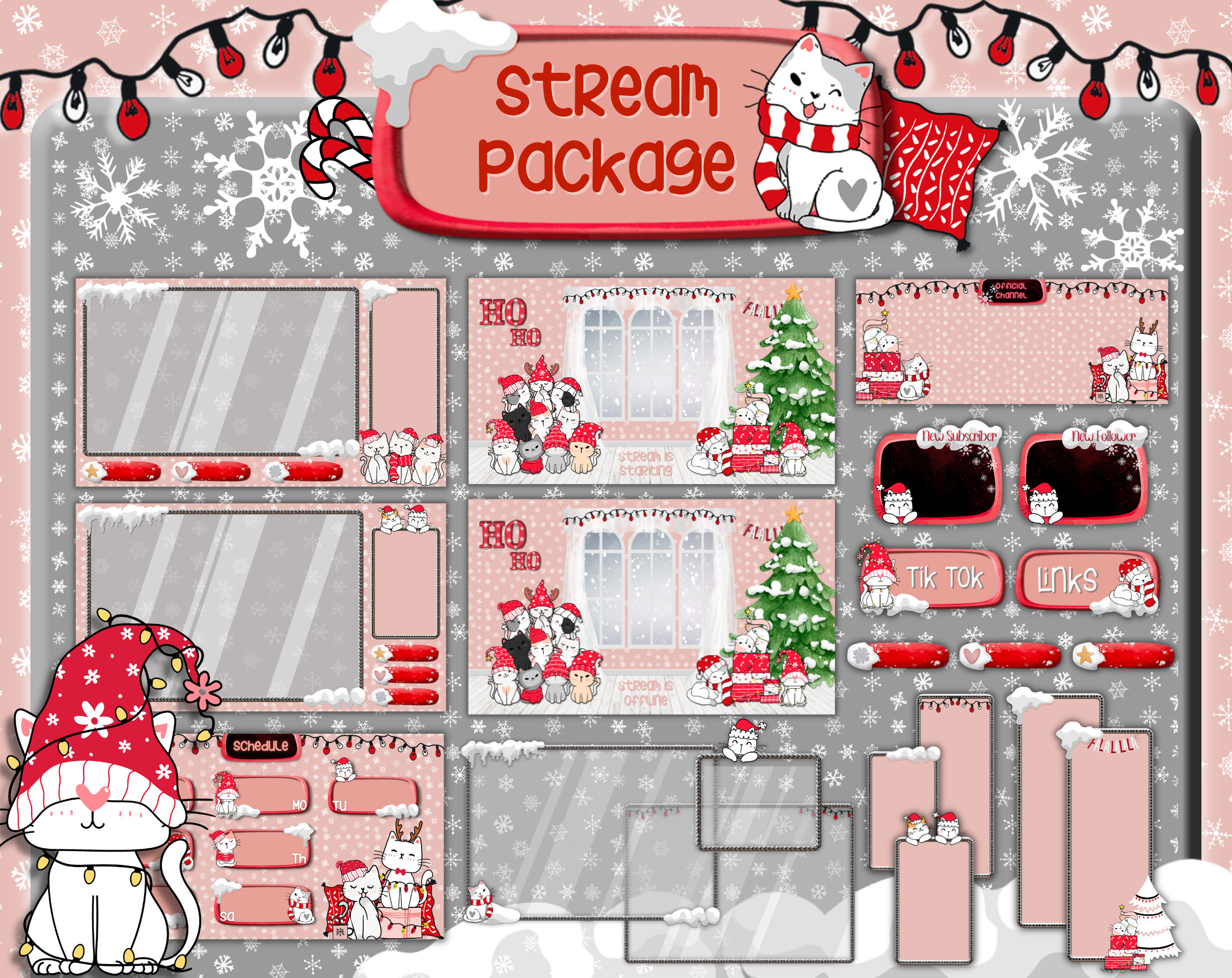 Christmas Twitch Overlay Cat | Twitch Cat Layout | Christmas Stream ...