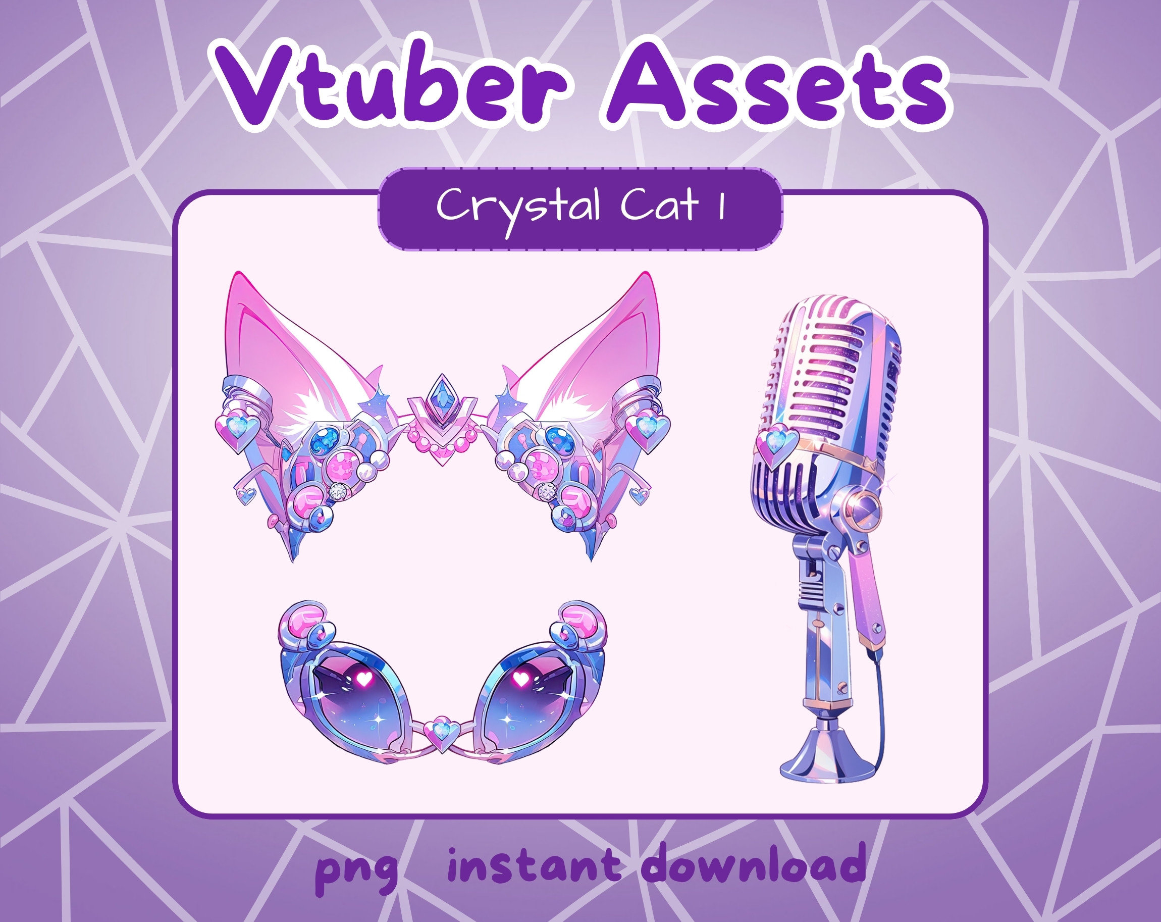 Vtuber Cat Ears and Microphone. Pngtuber Cute Cat Accessories for ...