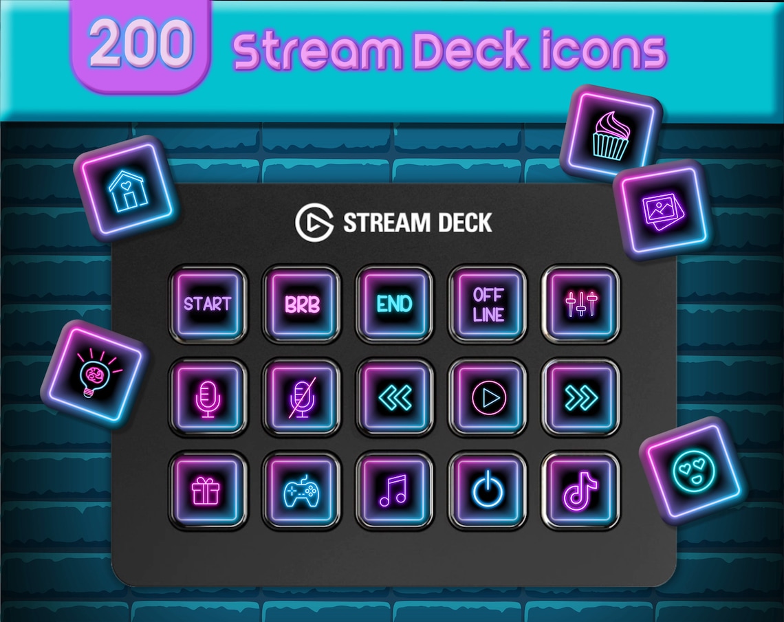 Neon Stream Deck Icons Set Screensavers. 200 Neon Icon Pack - Etsy ...