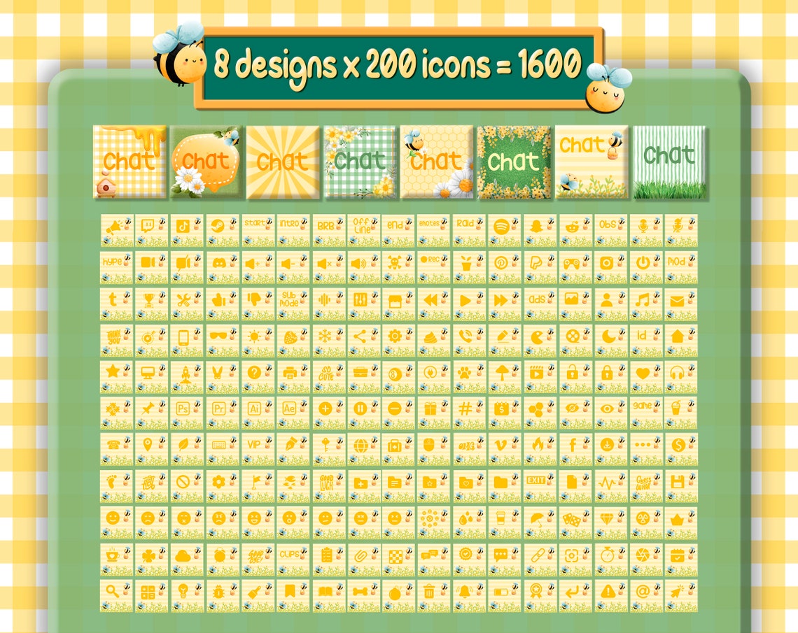 Honey Bee Stream Deck Icons MEGAPACK. 1600 Cute Yellow Icons for Elgato ...