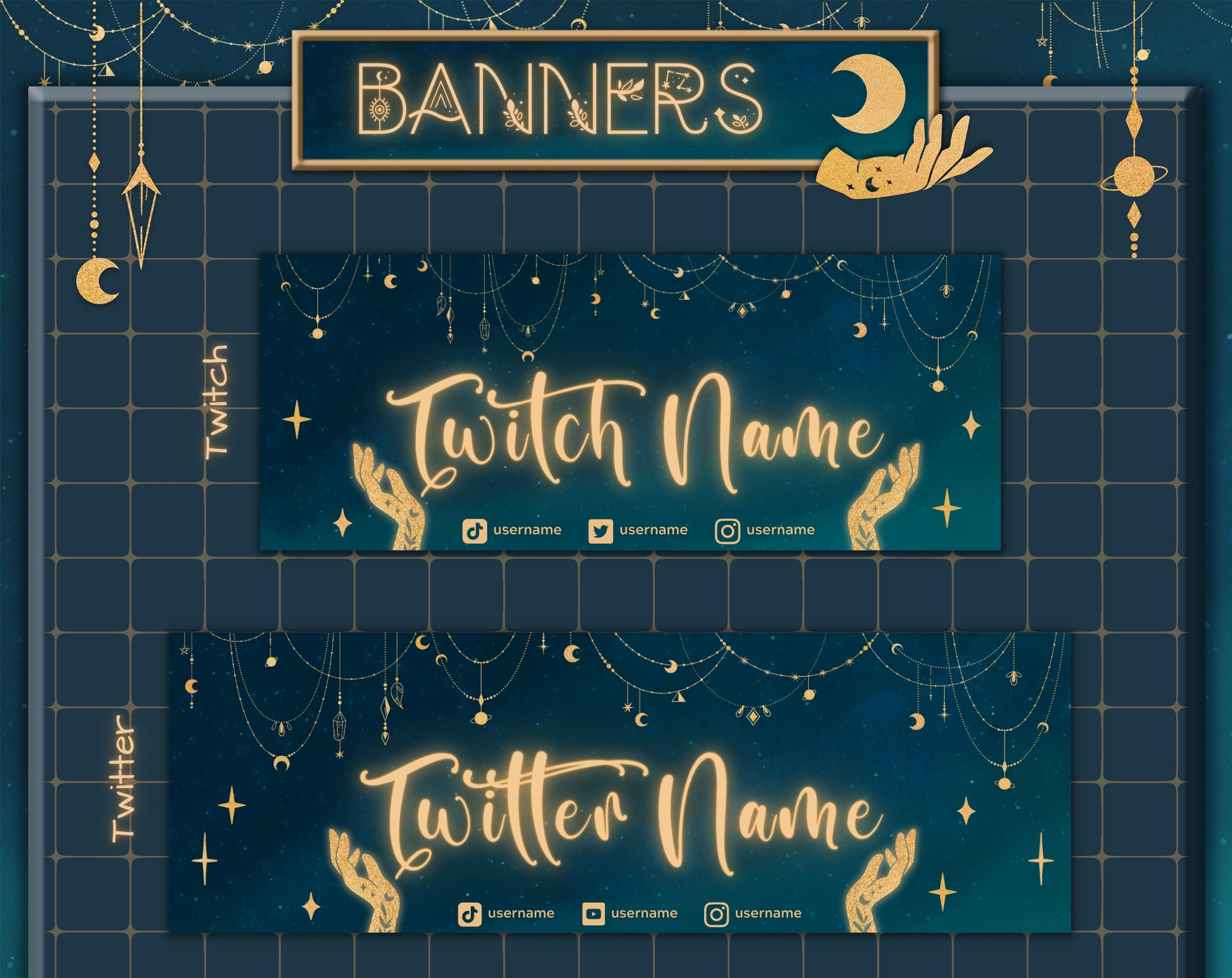Celestial Twitter and Twitch Banner. Personalized Stream Banner With ...