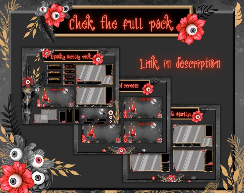 Spooky Twitch Panels. Black and Red Stream Panels. Dark Horror Panel ...