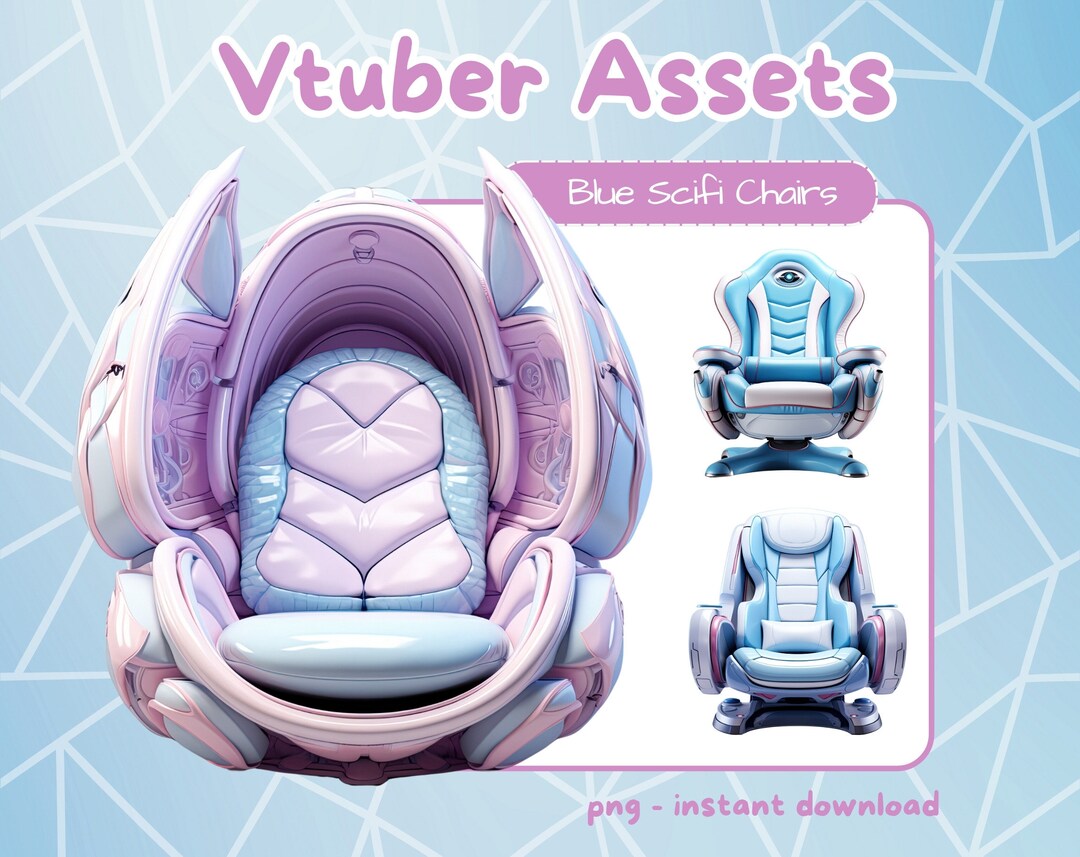 Vtuber Blue Scifi Gaming Chair. 4 Pngtuber Asset. Futuristic Twitch ...