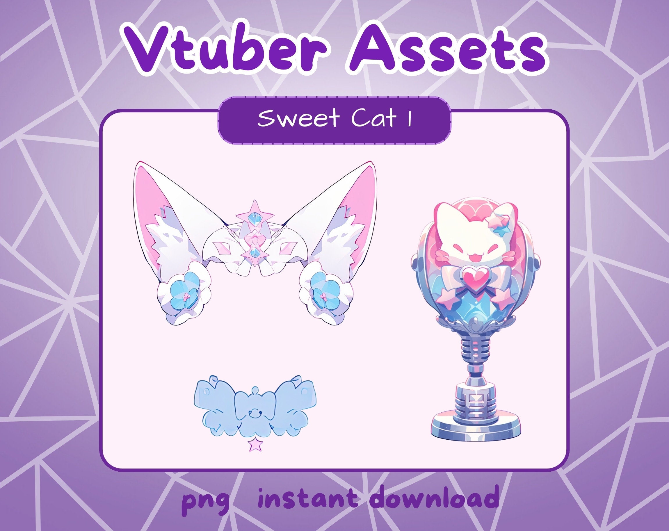 Cute Cat Vtuber Asset. Pngtuber Cat Ears and Microphone for - Etsy
