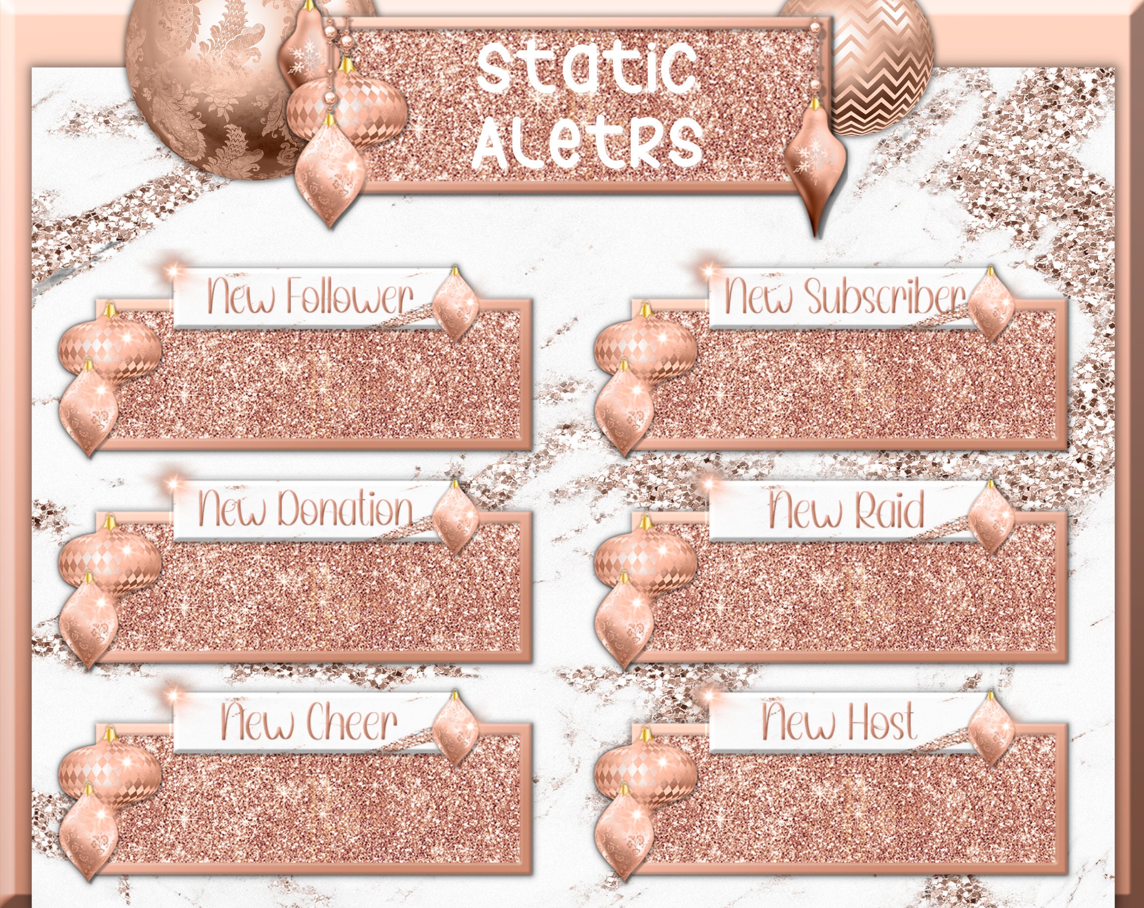 Fancy Twitch Overlay Pack. Rose Gold Stream Overlay. Sparkle - Etsy