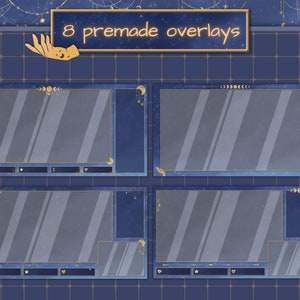 Celestial Twitch Overlay Pack. Blue Moon Stream Package. - Etsy