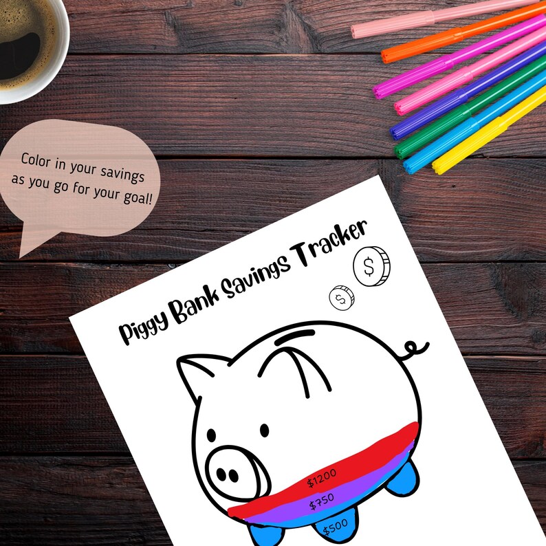 Piggy Bank Savings Tracker: Printable Savings Game (PDF) - Etsy