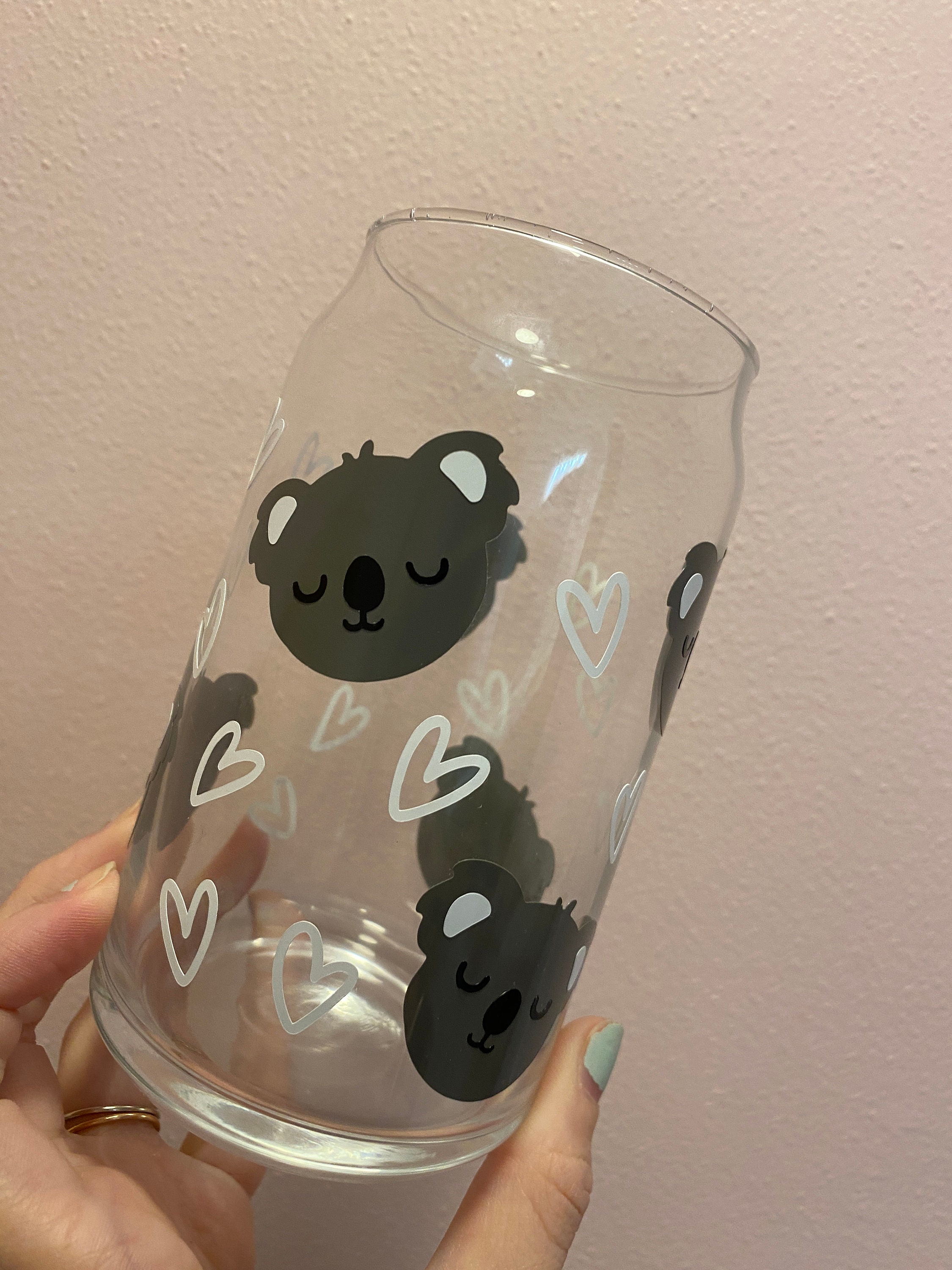 Koala Glass Cup, Valentine's Day Koala Glass Cup, Iced Coffee Cup ...