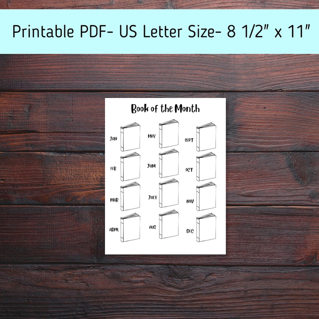 Book of the Month Tracker: Printable Reading Journal (PDF) - Etsy