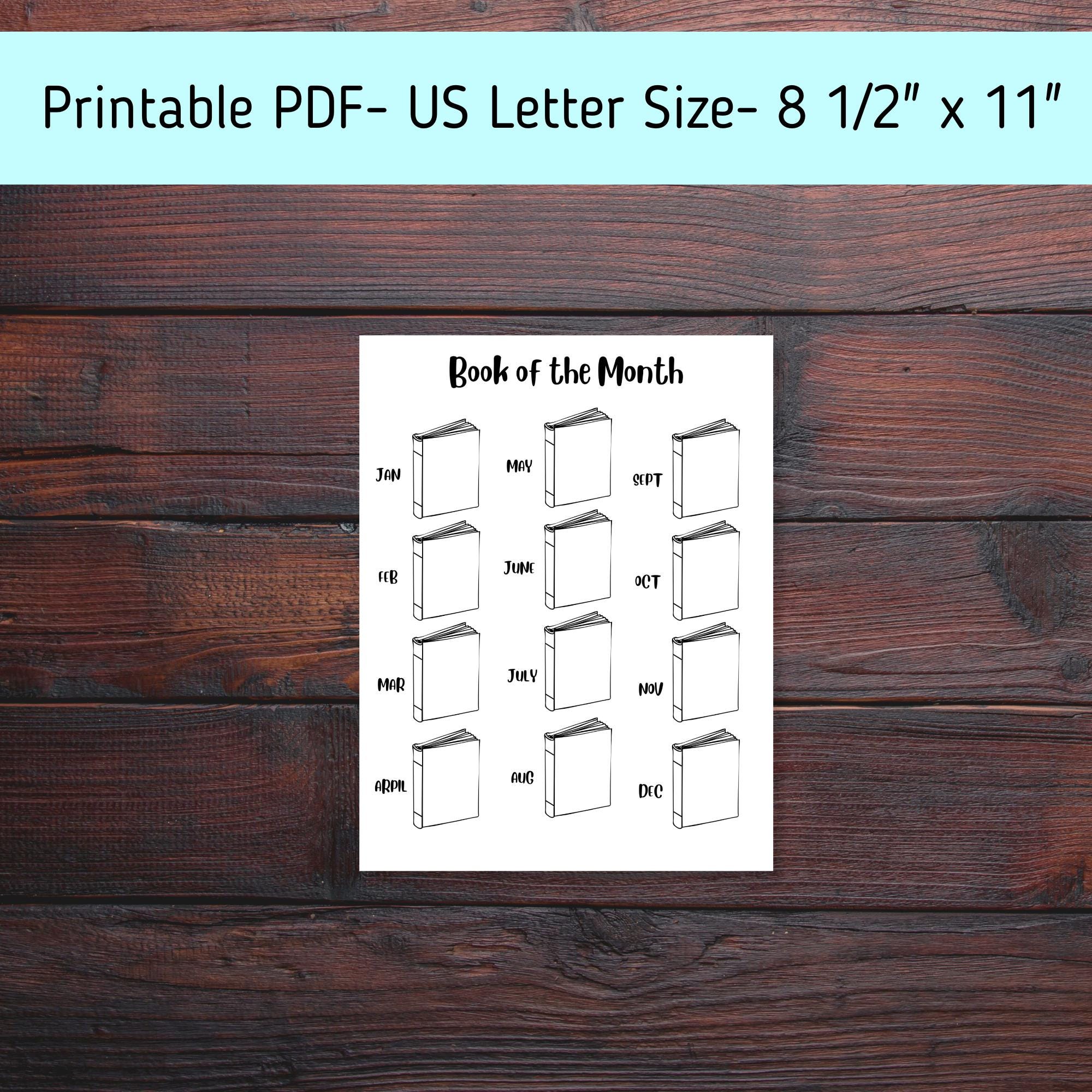 Book of the Month Tracker: Printable Reading Journal (PDF) - Etsy