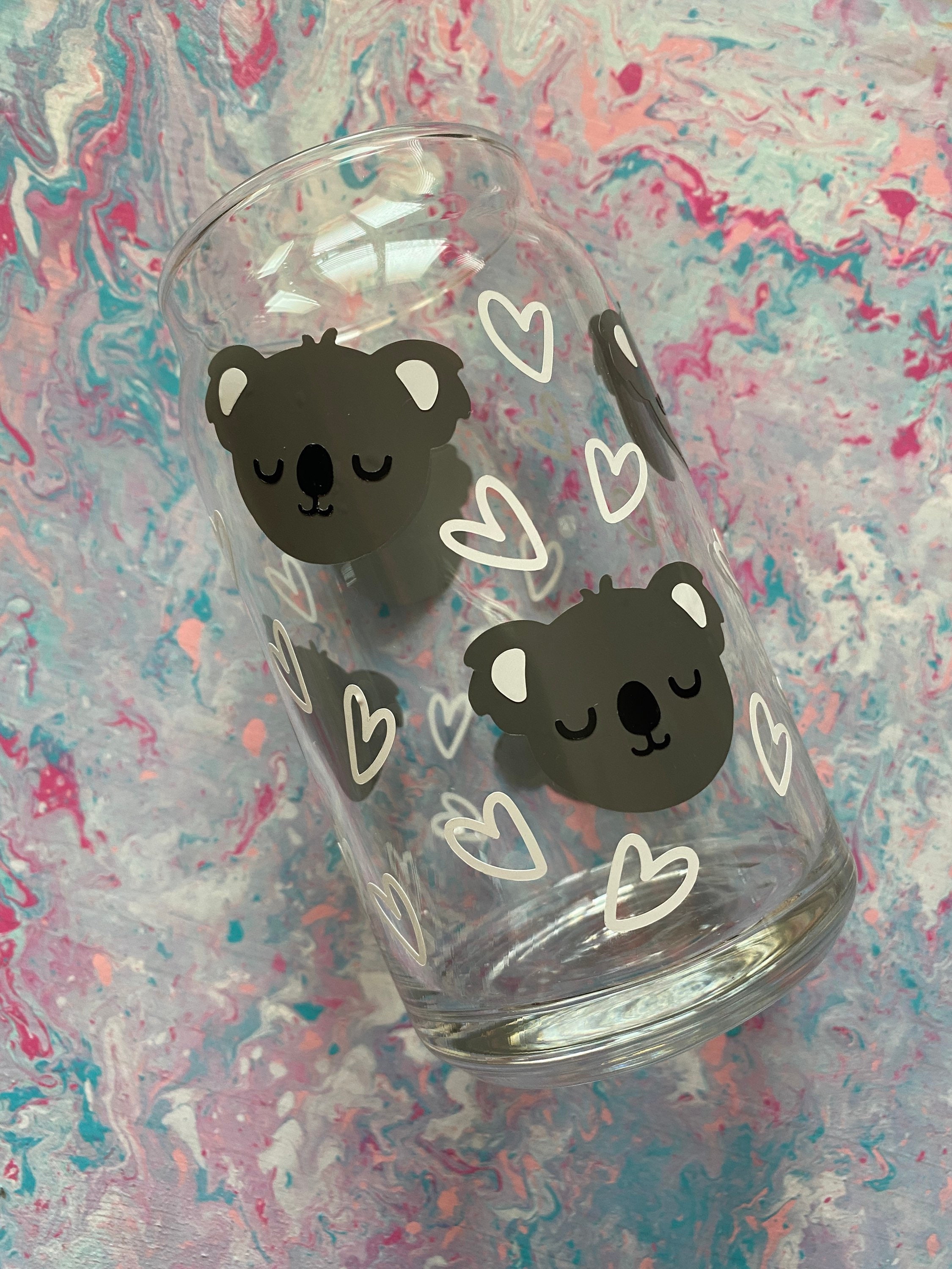 Koala Glass Cup, Valentine's Day Koala Glass Cup, Iced Coffee Cup ...