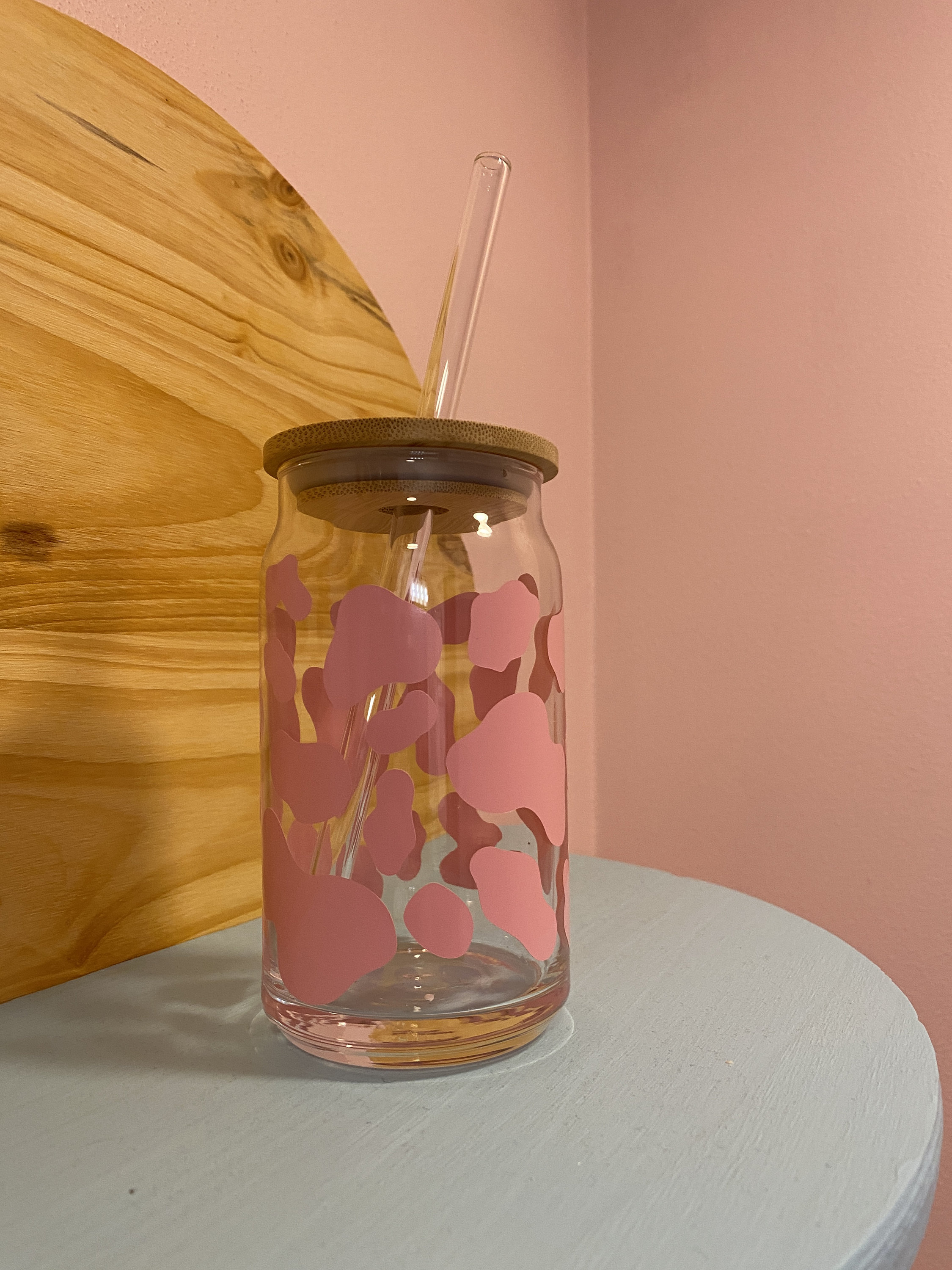 Cow Print Glass Beer Cup, Pink Milk Cup, Iced Coffee Cup, Strawberry ...