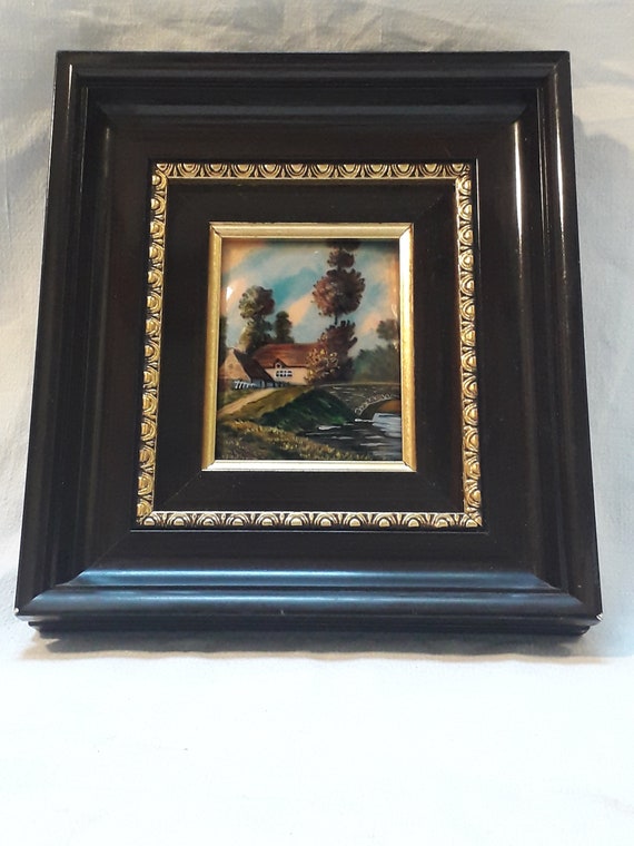 Original Antique Rare Enamel Copper Painting, Signed Morris - munimoro ...