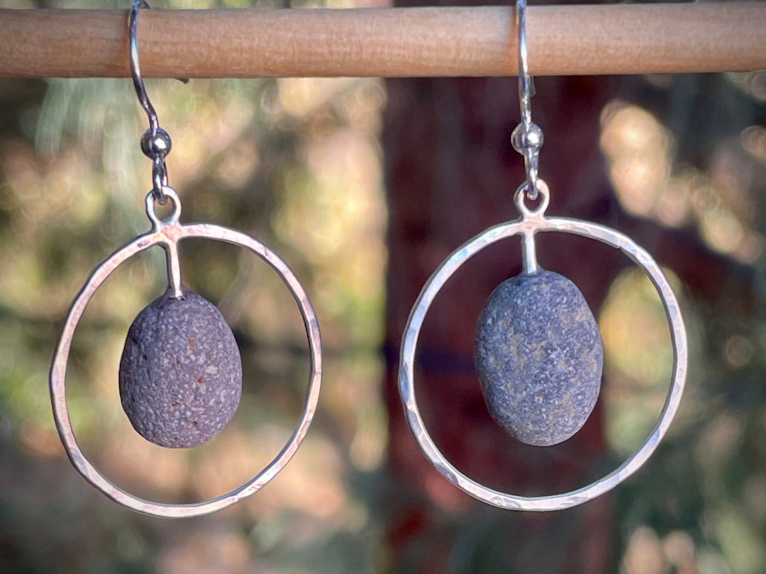 Levitating Pebble Earrings. Light Weight Rock Earrings With - Etsy