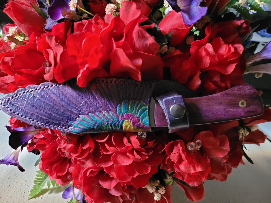 Custom Wing Leather Knife Sheath Hummingbird Theme made to Order - Etsy