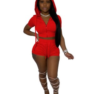 Cropped, Hooded Shortset - Etsy