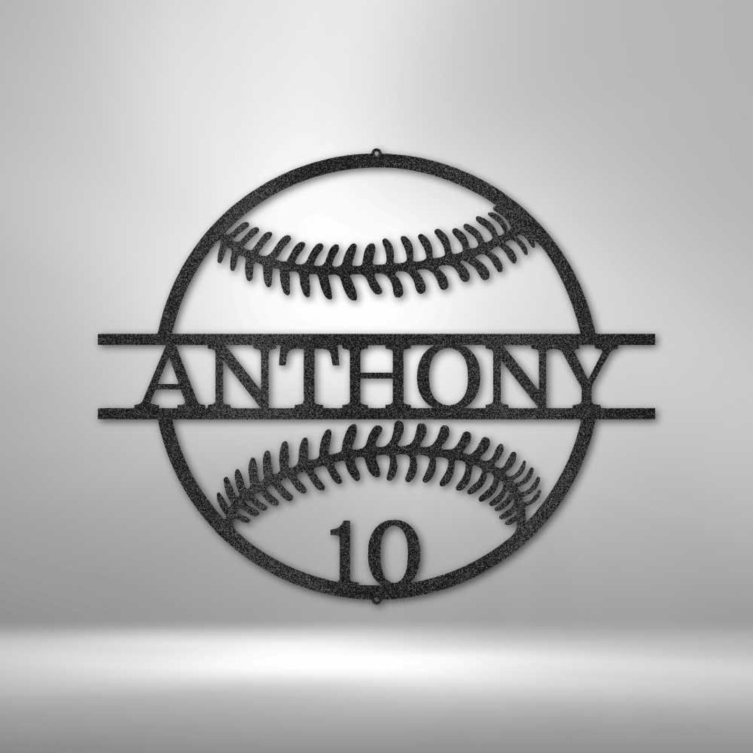 Custom Baseball Name and Number Metal Wall Art Steel Sign for Son's ...
