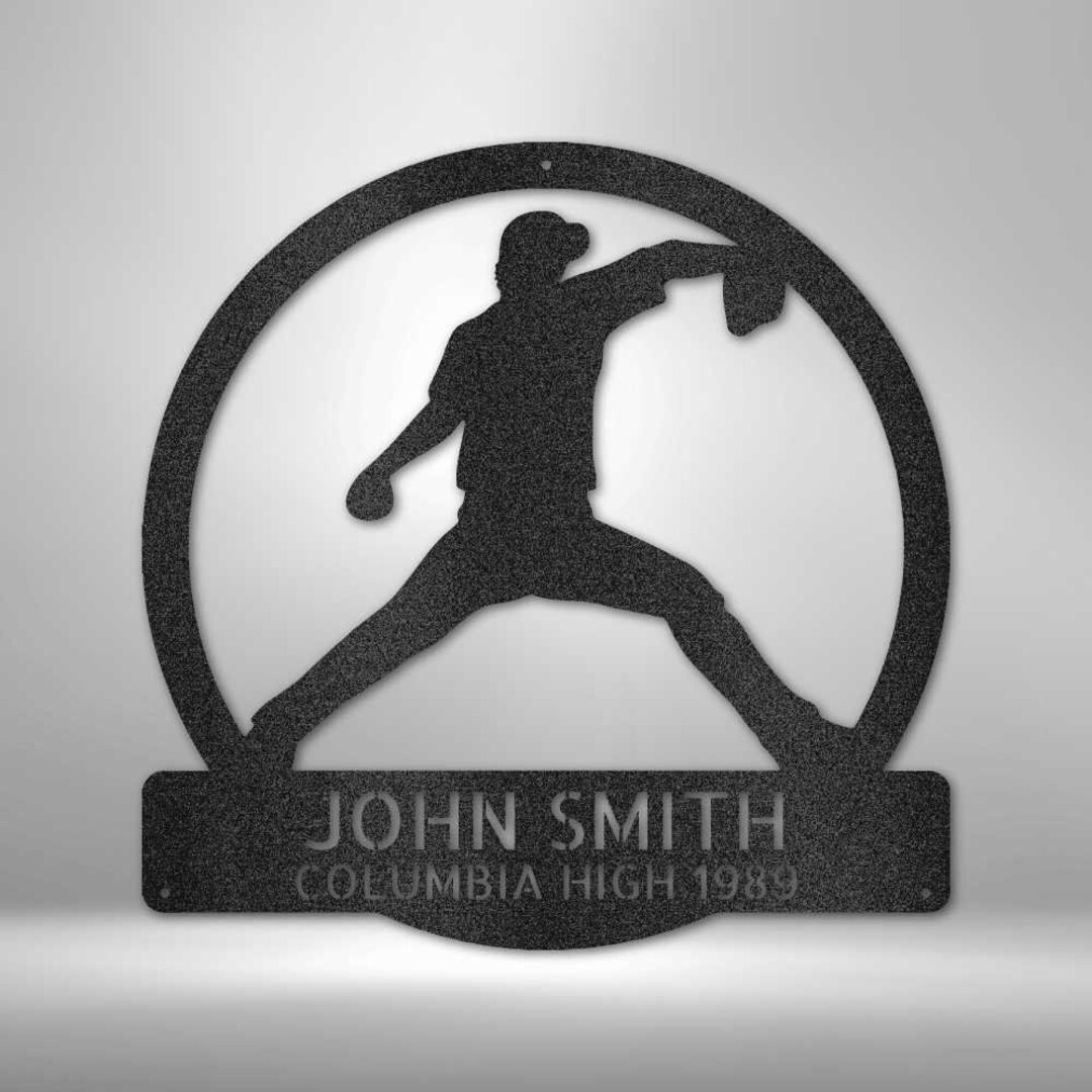 Custom Pitcher Baseball Metal Wall Art Steel Sign Personalized With ...