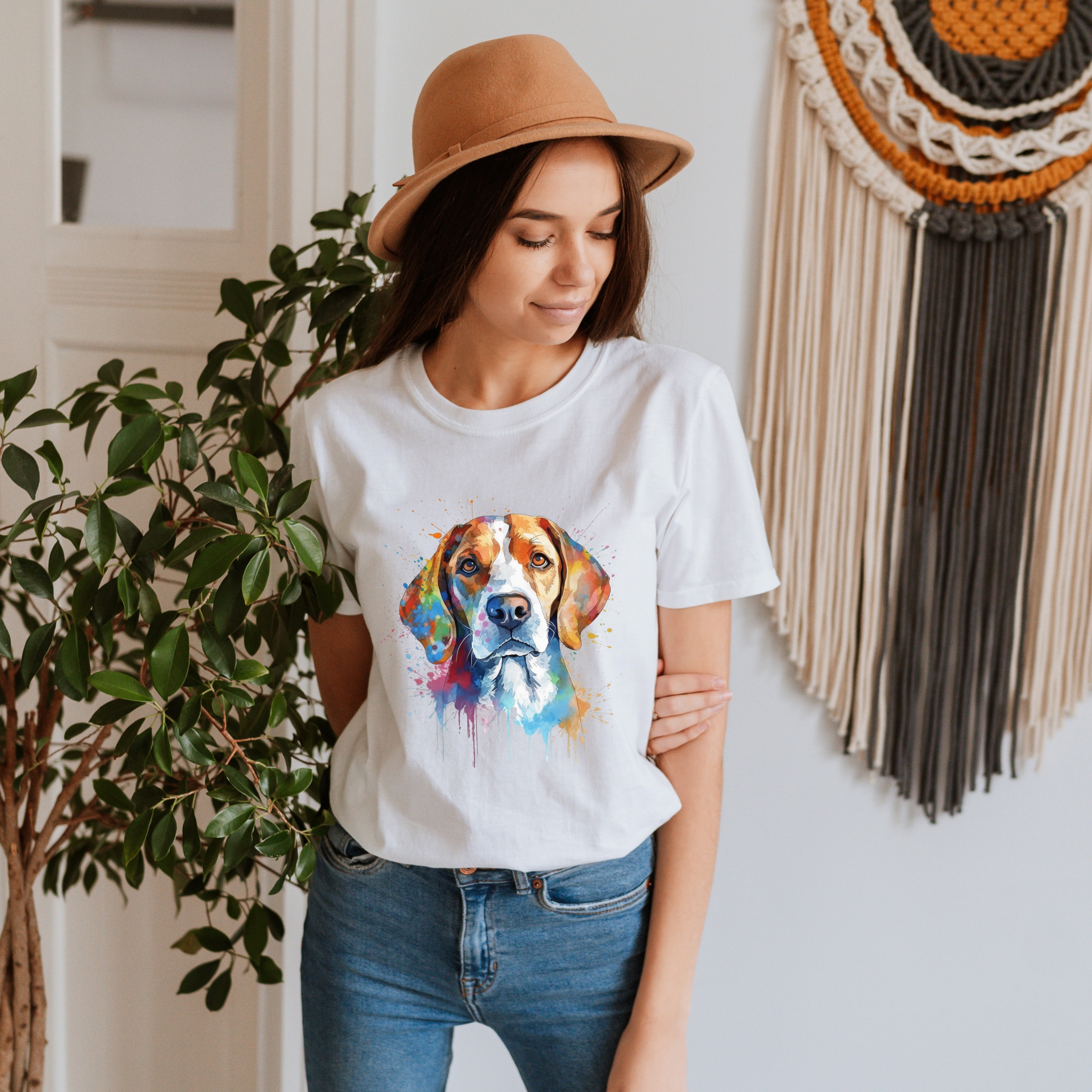 Beagle Shirt, Beagle Lover Tee, Beagle Owner Gift, Colorful Dog Print ...