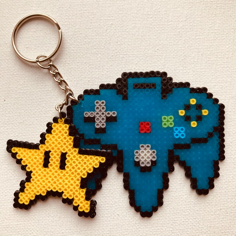 Nintendo 64 Controller Keychain | Mini Perler Beads - Etsy