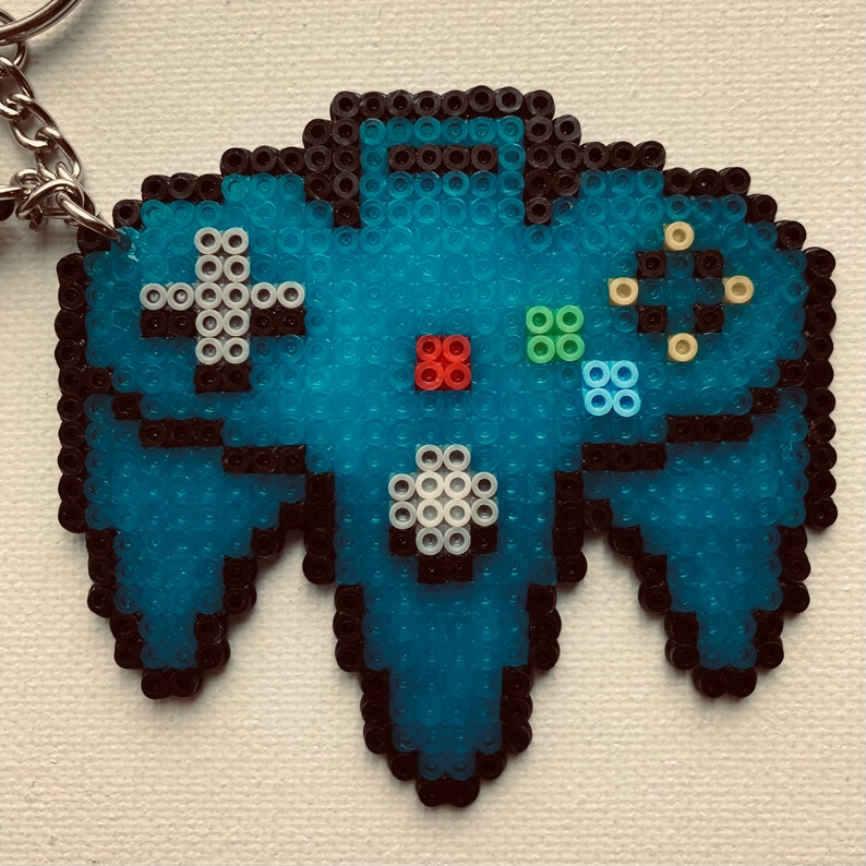 Nintendo 64 Controller Keychain | Mini Perler Beads - Etsy