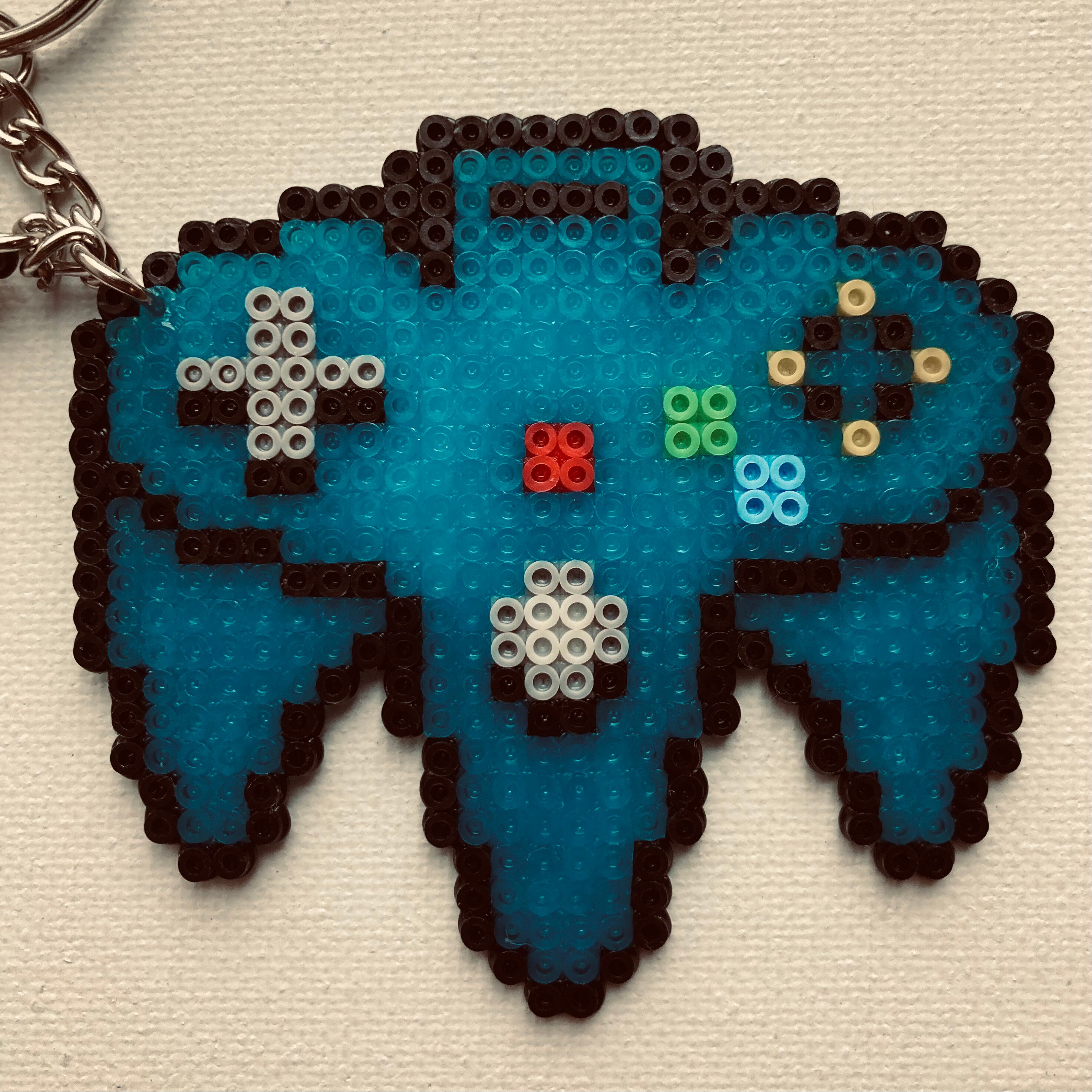 Nintendo 64 Controller Keychain | Mini Perler Beads - Etsy