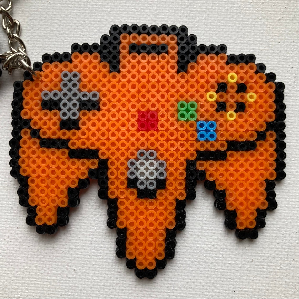 Nintendo 64 Controller Keychain | Mini Perler Beads - Etsy